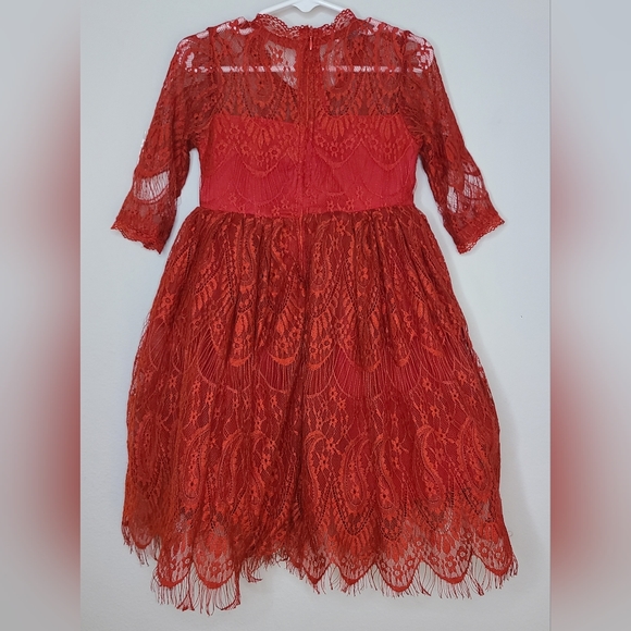Trish Scully | Dresses | Trish Scully Girls Red Lace Formal Dress Sz 4 ...